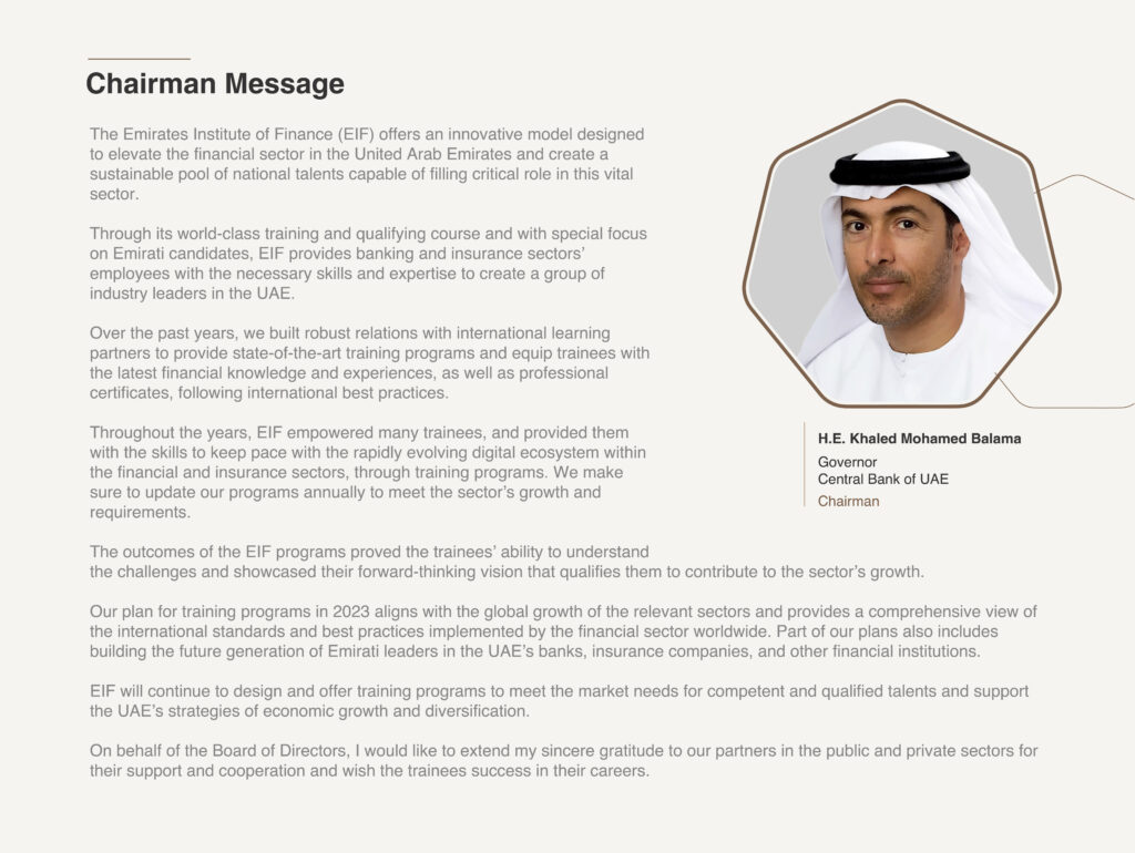 Chairman's Message - Emirates Institute of Finance